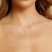 China Make Her Day With 14K Gold Square Initial Gemstone Necklaces For Women Valentine Gift for sale