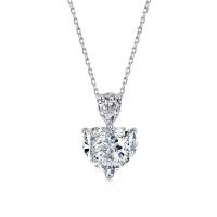 China S925 Sterling Silver Necklace for Women Pink Heart White Drop Pear CZ Pendant Collarbone Chain for sale
