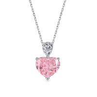 China S925 Sterling Silver Necklace for Women Pink Heart White Drop Pear CZ Pendant Collarbone Chain for sale