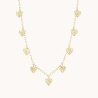 China Trendy 14K Gold Plated Fashion Multi Heart Shaped Charm Women's Brass Necklace for sale