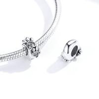 China White Cubic Zircon Footprint Shape Beads Charm For Women 925 Sterling Silver Bracelet Charms for sale