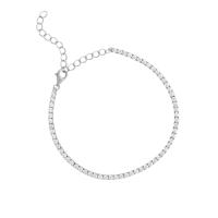 China White Gold Plated May Birthday Emerald Cubic Zircon Adjustable Tennis Chain Bracelet for sale