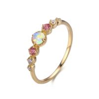 China Opal and Ruby CZ 925 Sterling Silver Stacking Women's Rings Girls Jewelry for sale