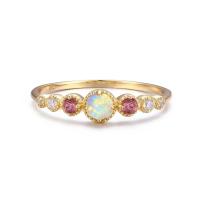 China Opal and Ruby CZ 925 Sterling Silver Stacking Women's Rings Girls Jewelry for sale