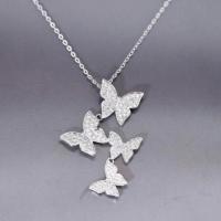 China 925 Sterling Silver White Gold Plated Micron Pave 4 Butterflies Charm Pendant For Women for sale