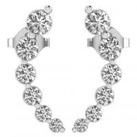 China Handmade White Cubic Zircon Crawler 925 Sterling Silver Stud Earrings Rose Gold Plated for sale