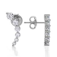 China Handmade White Cubic Zircon Crawler 925 Sterling Silver Stud Earrings Rose Gold Plated for sale