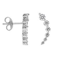 China Handmade White Cubic Zircon Crawler 925 Sterling Silver Stud Earrings Rose Gold Plated for sale