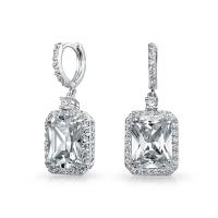 China 925 Sterling Silver Material Type Top Sales White Gold Plated Dangle Bridal Earrings for sale