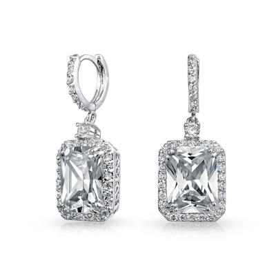 China 925 Sterling Silver Material Type Top Sales White Gold Plated Dangle Bridal Earrings for sale