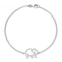 China 925 Sterling Silver Elephant Bracelet With Micro Insert Technology And White Diamond CZ for sale