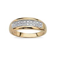 China Silver / Brass Men's Prong Set Diamond Wedding Ring In 18k Gold Plating With Pave Diamonds for sale
