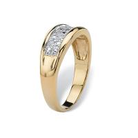 China Silver / Brass Men's Prong Set Diamond Wedding Ring In 18k Gold Plating With Pave Diamonds for sale