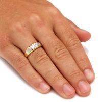 China Silver / Brass Men's Prong Set Diamond Wedding Ring In 18k Gold Plating With Pave Diamonds for sale