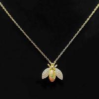 China Fashion 18K Gold Plated Bee Pendant Necklace Handmade By 925 Sterling Silver Jewelry for sale
