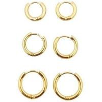 China Simply Rose Gold 8mm Hinged Huggie Small Hoop Stainless Steel Earrings For Graduation for sale