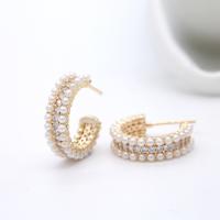 China Women's Accessories 925 Sterling Silver Hoop Earrings with Mother's of Pearl Clear CZ for sale