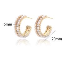 China Women's Accessories 925 Sterling Silver Hoop Earrings with Mother's of Pearl Clear CZ for sale