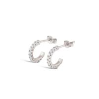 China Handmade 18K Gold Plated Mini Cubic Zircon Small Open Hoop Earrings With Princess Cut for sale