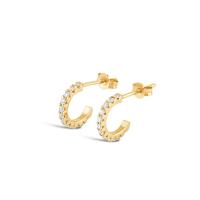 China Handmade 18K Gold Plated Mini Cubic Zircon Small Open Hoop Earrings With Princess Cut for sale