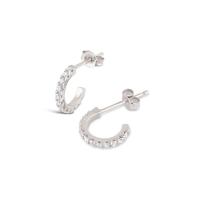 China Handmade 18K Gold Plated Mini Cubic Zircon Small Open Hoop Earrings With Princess Cut for sale