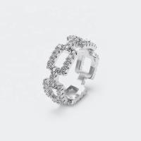 China Customized Chain Rings Clear CZ Real Sterling Silver 925 Jewellery for Women and Men for sale