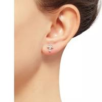 China 925 Sterling Silver White Cubic Zirconia Cross Button Stud Earrings with 18K Gold Plating for sale