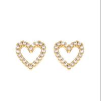 China Brass/Copper/925 Sterling Silver Heart Stud Earrings with Full Pave CZ Heart Size 8mm for sale