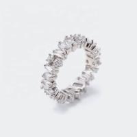 China Silver Women's Fine Jewelry White Diamond Zircon Eternity Rings with Inlay Technology for sale