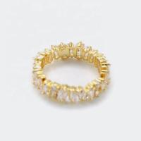 China Silver Women's Fine Jewelry White Diamond Zircon Eternity Rings with Inlay Technology for sale