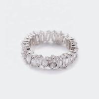 China Silver Women's Fine Jewelry White Diamond Zircon Eternity Rings with Inlay Technology for sale