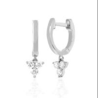 China 14K Gold Blossom Mini Huggie Diamond Trio Drop Earrings Silver Jewelry Main Material for sale