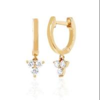 China 14K Gold Blossom Mini Huggie Diamond Trio Drop Earrings Silver Jewelry Main Material for sale