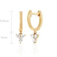 China 14K Gold Blossom Mini Huggie Diamond Trio Drop Earrings Silver Jewelry Main Material for sale