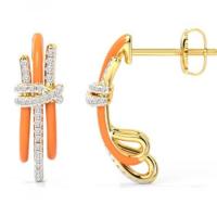 China 2024 Fashion Brazilian Enigma Silver Earrings with Orange Epoxy and White CZ Jewelry Accessorie for sale