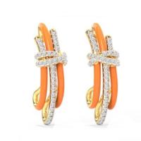 China 2024 Fashion Brazilian Enigma Silver Earrings with Orange Epoxy and White CZ Jewelry Accessorie for sale