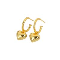 China 925 Sterling Silver Heart Shape Women Girl Hoop Earrings Brazilian Gold Plated Jewelry for sale