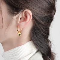China 925 Sterling Silver Heart Shape Women Girl Hoop Earrings Brazilian Gold Plated Jewelry for sale
