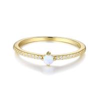 China Women's Minimalist Design 925 Sterling Silver 18K Gold White Zircon Opal Ring for sale