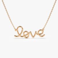 China Solid 925 Sterling Silver 14K Gold Plated Love Pendant Necklace for Women Valentine Gift for sale