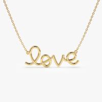China Solid 925 Sterling Silver 14K Gold Plated Love Pendant Necklace for Women Valentine Gift for sale