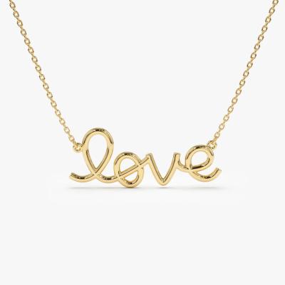China Solid 925 Sterling Silver 14K Gold Plated Love Pendant Necklace for Women Valentine Gift for sale