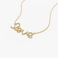 China Solid 925 Sterling Silver 14K Gold Plated Love Pendant Necklace for Women Valentine Gift for sale
