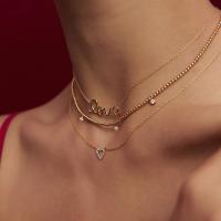 China Solid 925 Sterling Silver 14K Gold Plated Love Pendant Necklace for Women Valentine Gift for sale