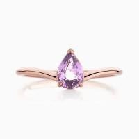 China Rose Gold Plated 925 Sterling Silver Pear Cut Purple Sapphire Curved Stackable Ring for sale