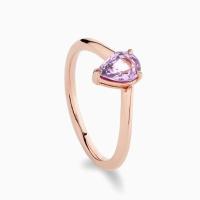 China Rose Gold Plated 925 Sterling Silver Pear Cut Purple Sapphire Curved Stackable Ring for sale