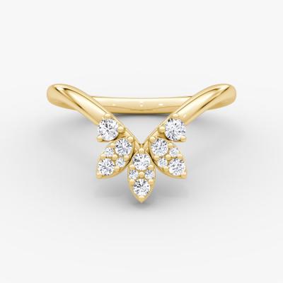 China New Arrivals Designs Elegant 925 Sterling Silver 18K Gold Petal Crown Band Rings for sale