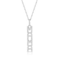 China Elegant 925 Sterling Silver 14K Gold MAMA Floating Long Pendant Necklace for sale