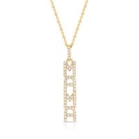 China Elegant 925 Sterling Silver 14K Gold MAMA Floating Long Pendant Necklace for sale
