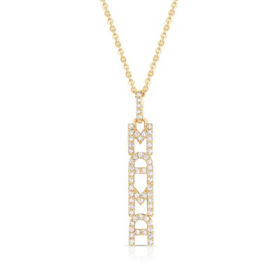 China Elegant 925 Sterling Silver 14K Gold MAMA Floating Long Pendant Necklace for sale
